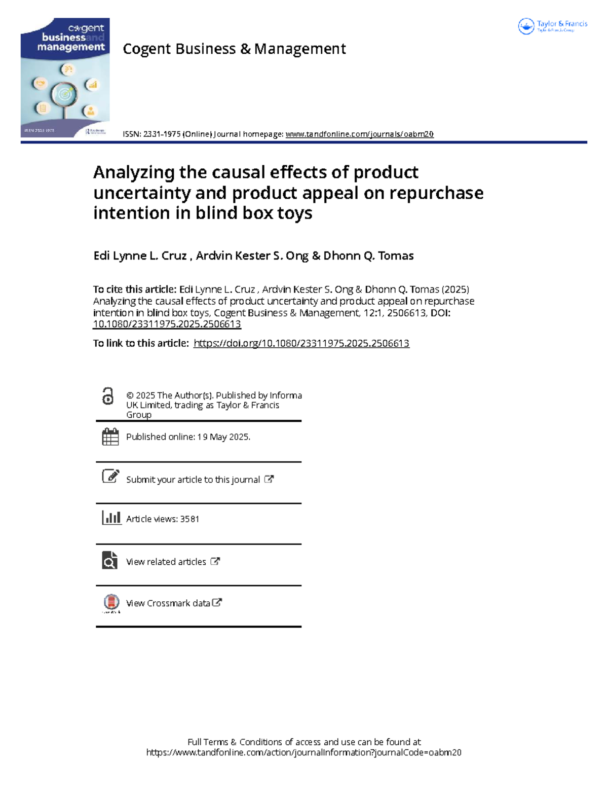 Analyzing Product Uncertainty & Appeal on Repurchase Intention in Blind ...