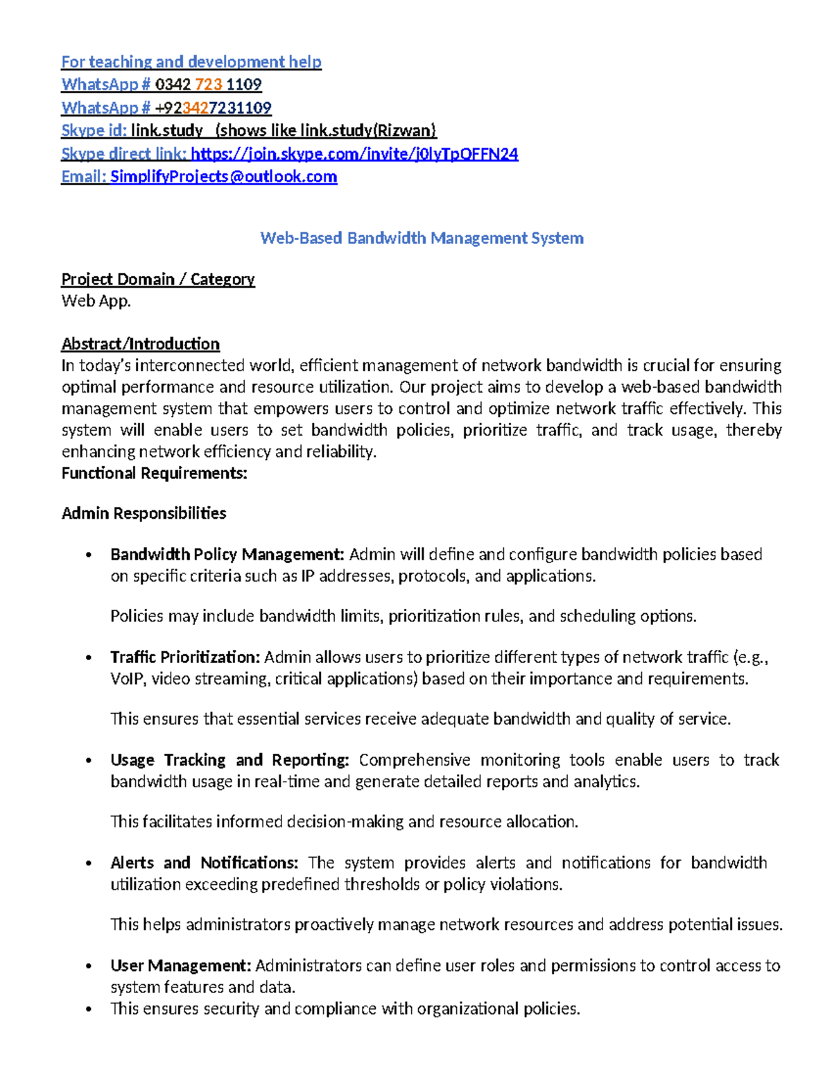 Web-Based Bandwidth Management System Overview and Features - Studocu
