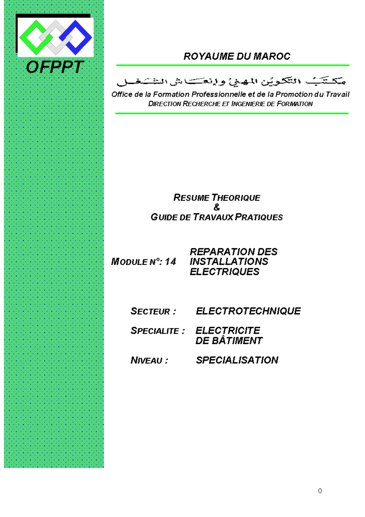 Guide de Travaux Pratiques - Module 14: Réparation Électrique - Studocu