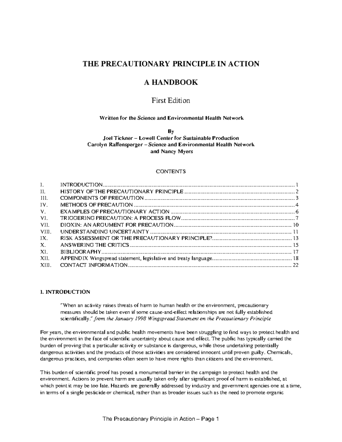 Precautionary Principle in Action: A Comprehensive Handbook (1st Ed ...