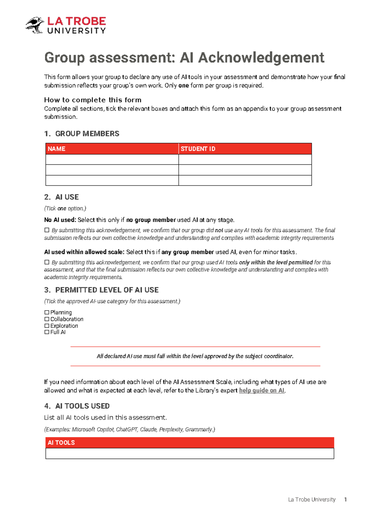 MKT 101 Group AI Acknowledgement Form for Assessment Submission - Studocu