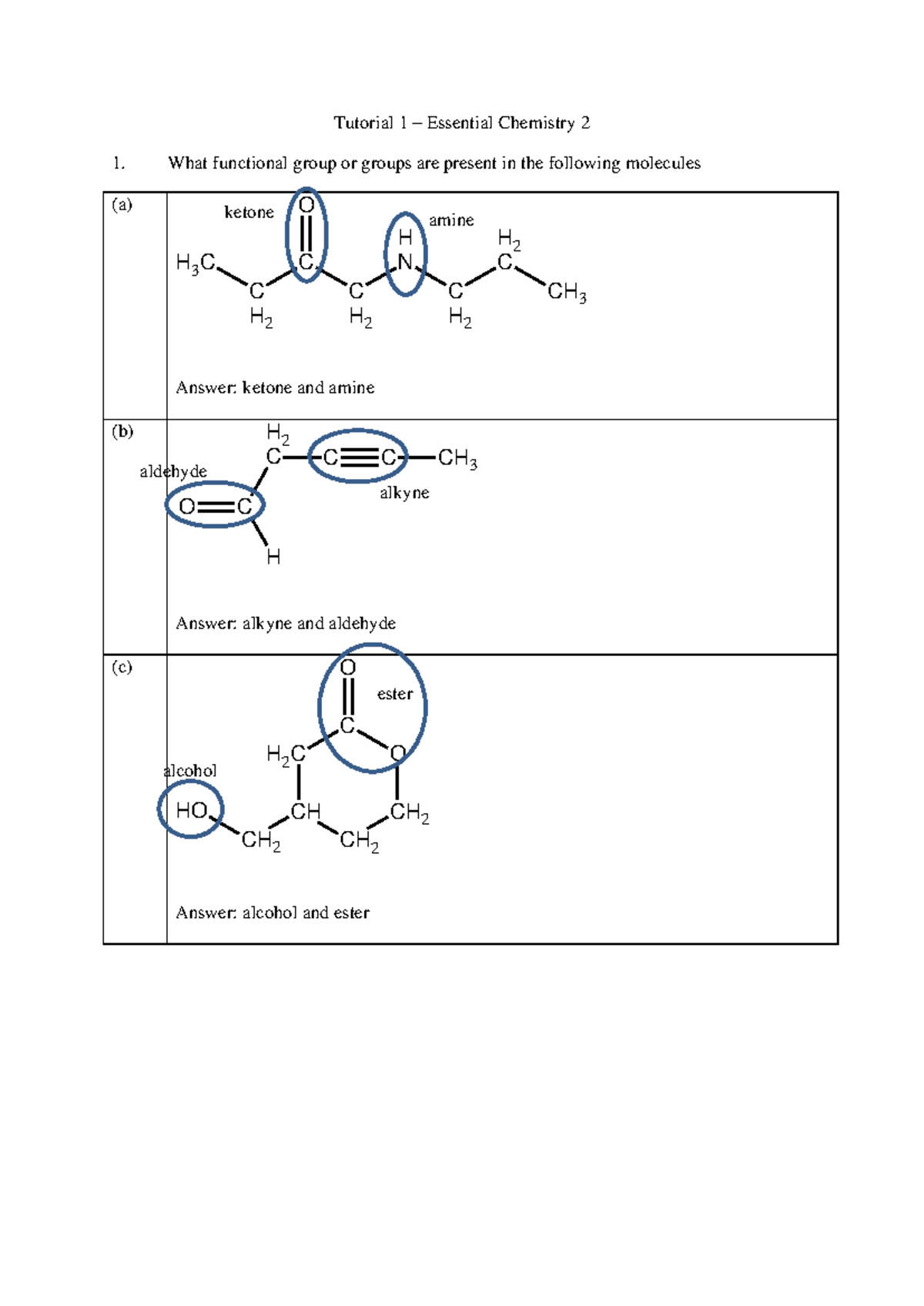 Tutorial 1 - Answers for Essential Chemistry 2 (IUPAC Naming ...