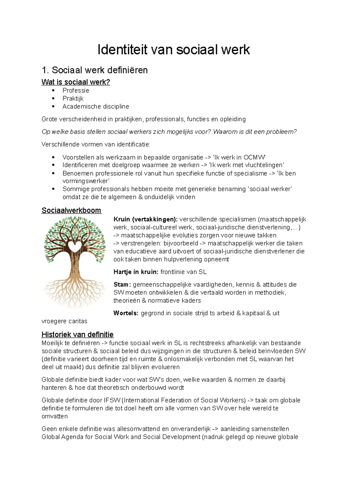 Identiteit van Sociaal Werk: Definitie en Evolutie (SW1) - Studocu
