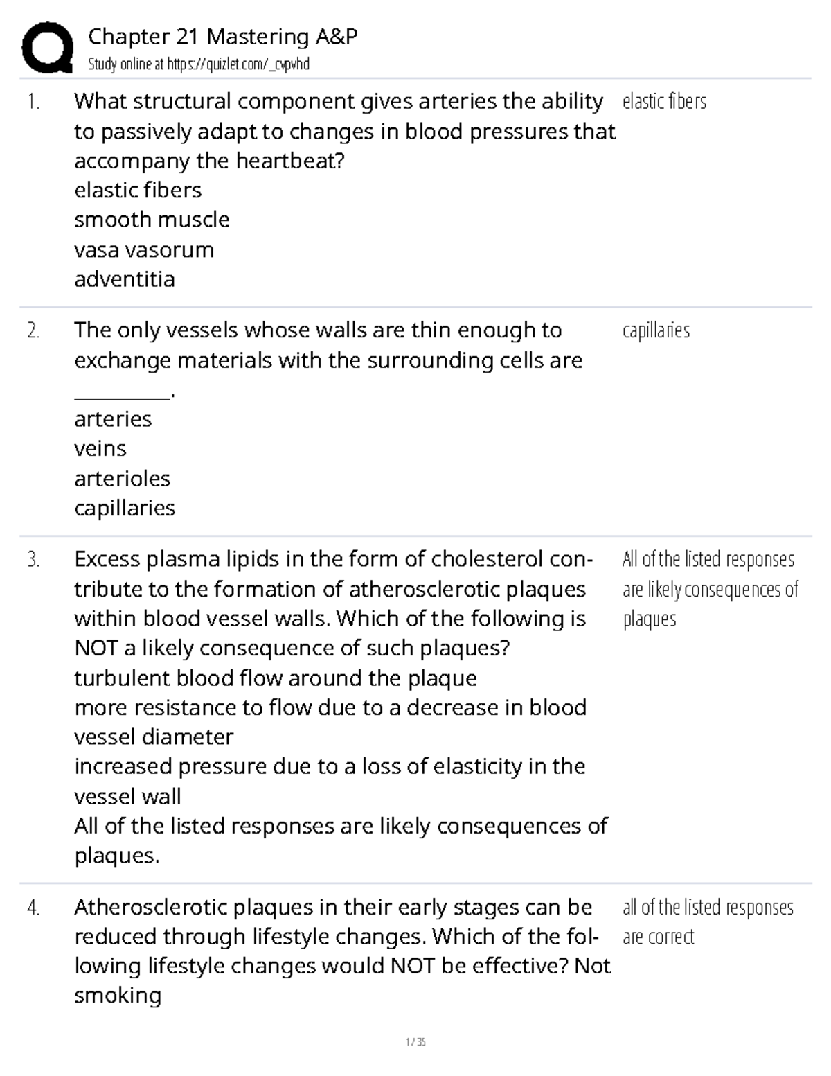 Chapter 21: Mastering Blood Vessel Structure and Function - Studocu