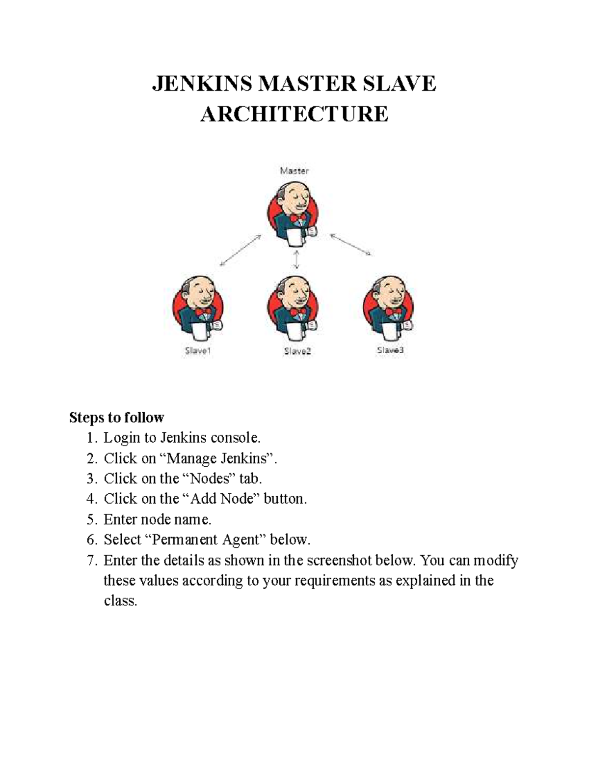 JENKINS MASTER-SLAVE ARCHITECTURE: Setup Steps & Commands Guide - Studocu
