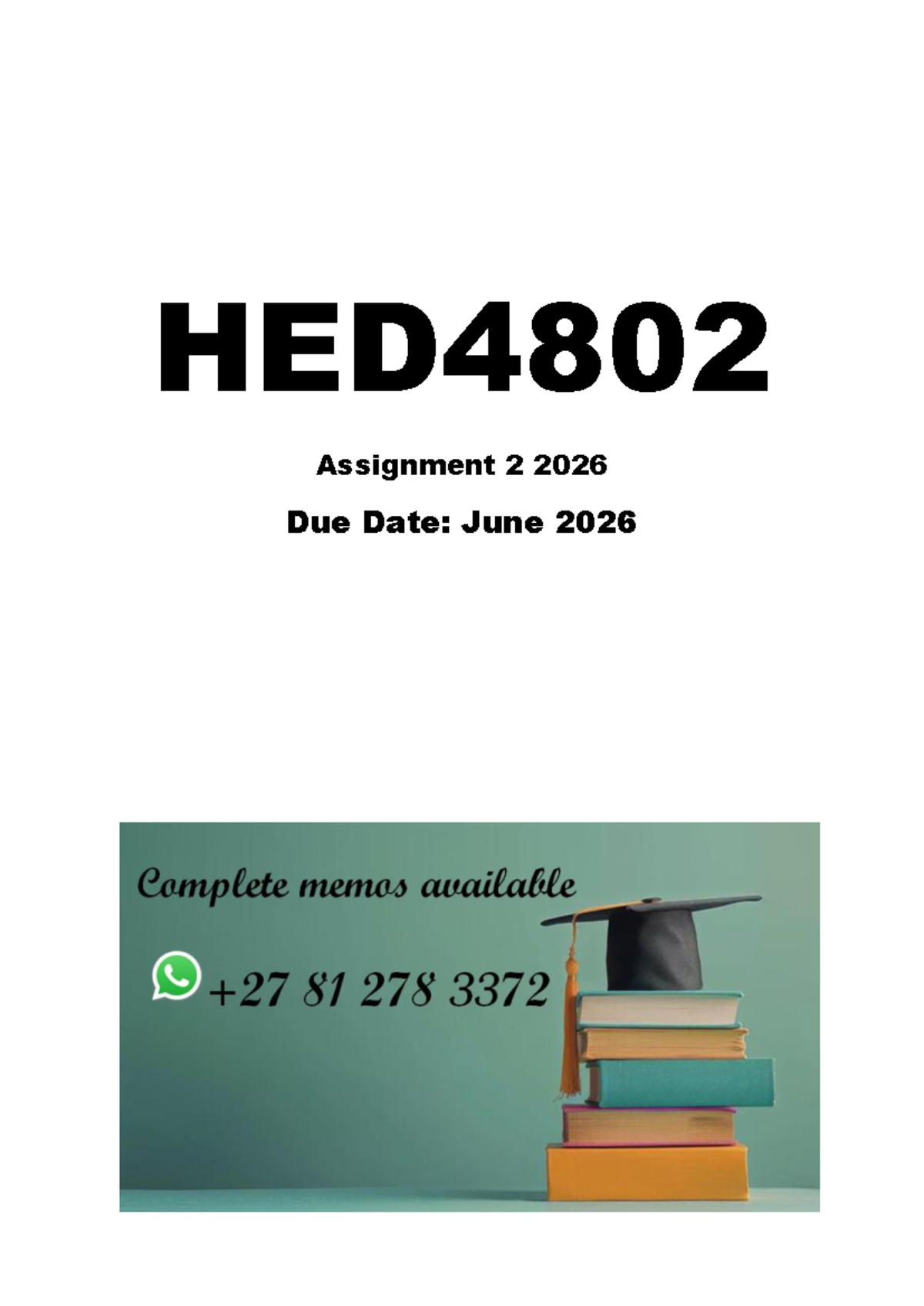 HED4802 Assignment 2 Memo 2026: Reflective Essay on Curriculum Impact ...