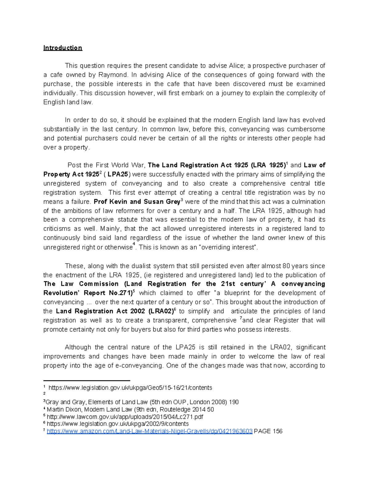 Land - Registration - Sample Answer for Problem Question on LRA 2002 ...