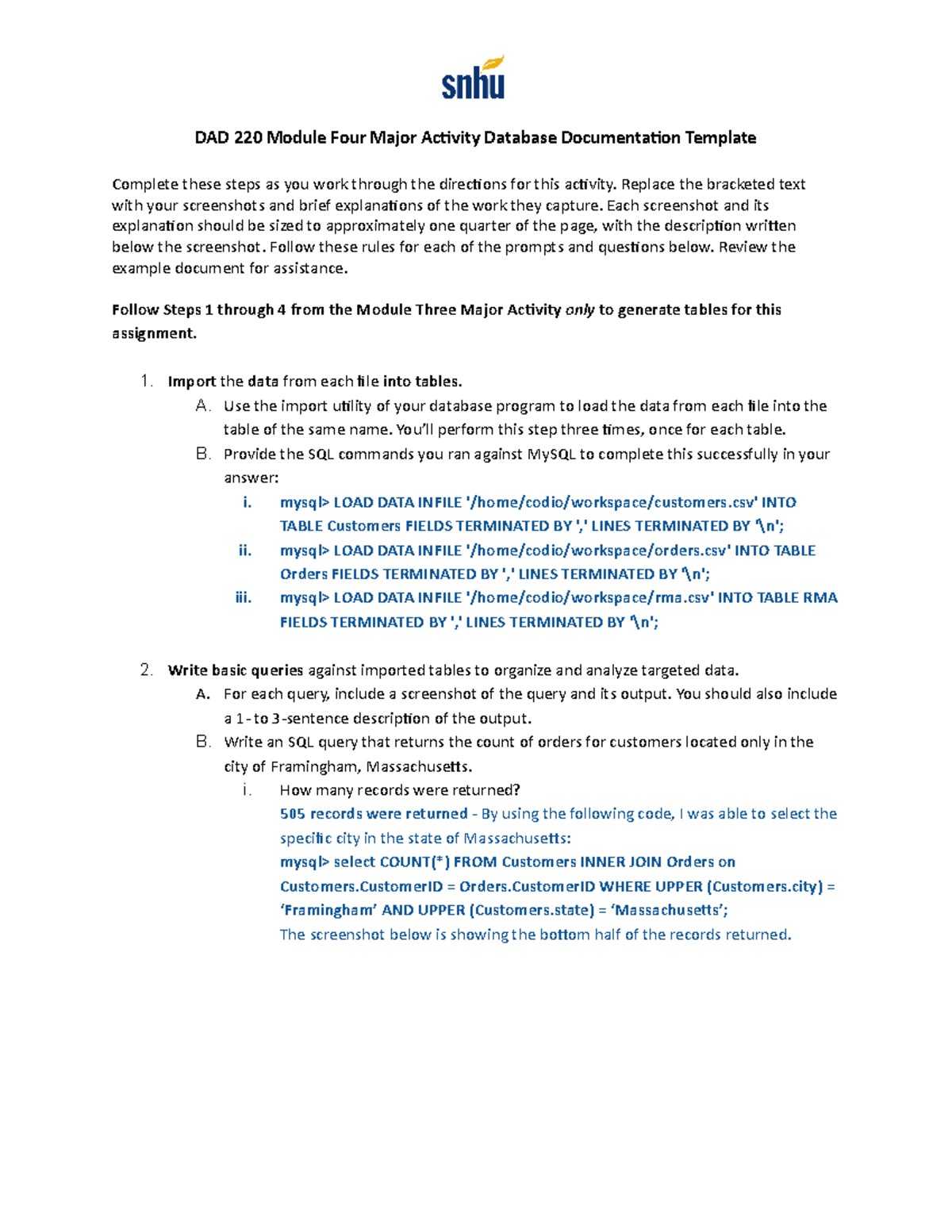 DAD 220 Module 4 Major Activity Guidelines and Overview - Studocu