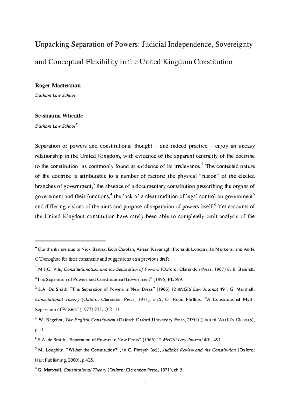Separation of powers in the UK constitution: A critical analysis of ...