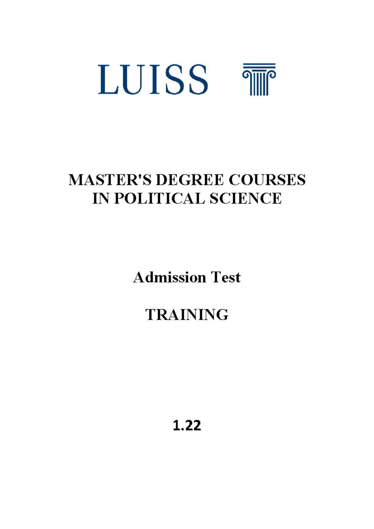 DEGREE COURSES IN POLITICAL SCIENCE Admission Test Training 1.22 Guide ...