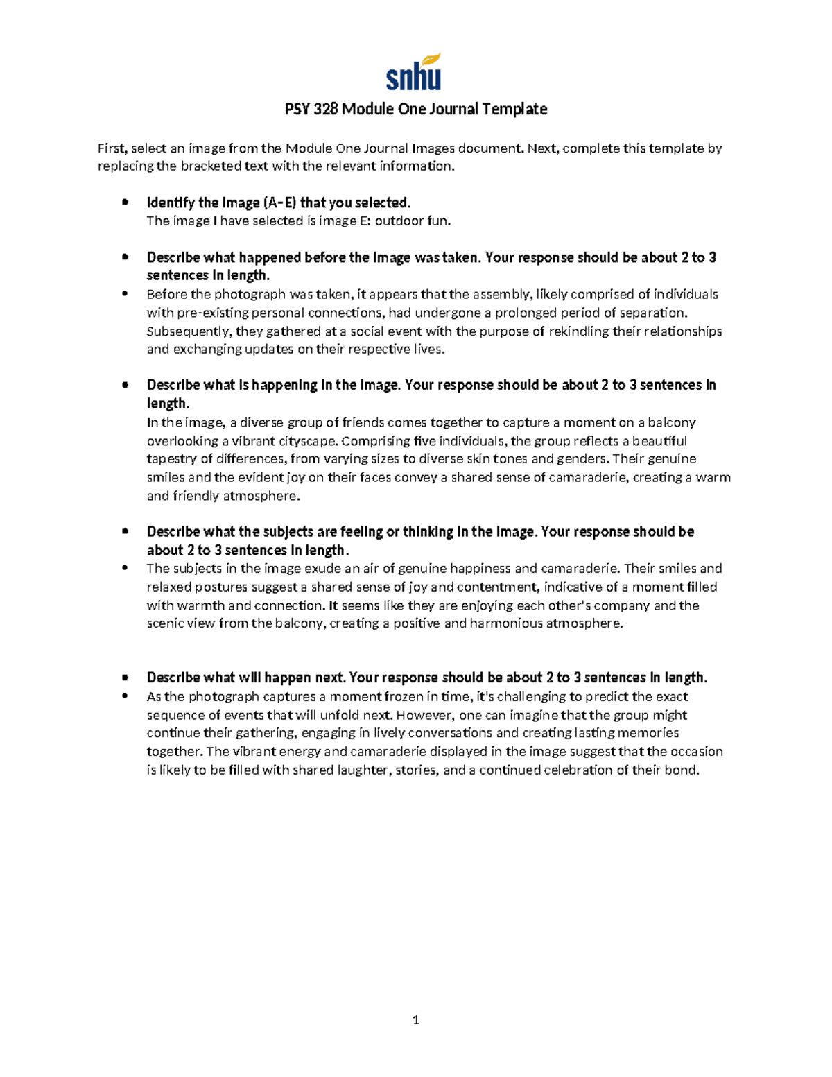 PSY 328 Module One Activity Journal: Image Reflection and Analysis ...