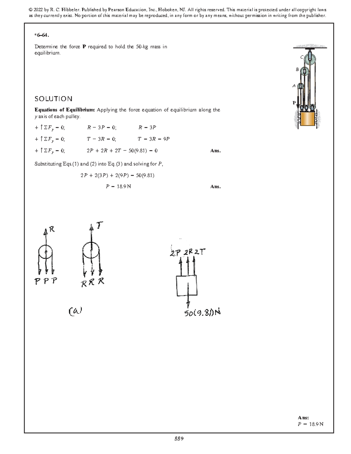 SWK 15th Ed Solution Manual: Equilibrium Force Calculation - Studocu