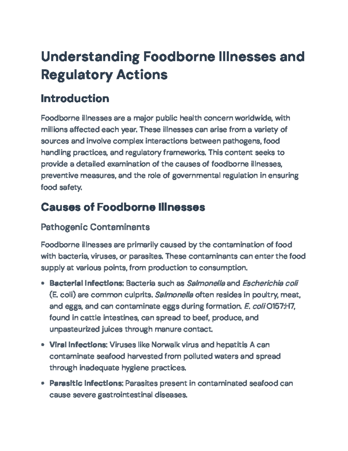 Understanding Foodborne Illnesses: Causes, Prevention, and Regulation ...