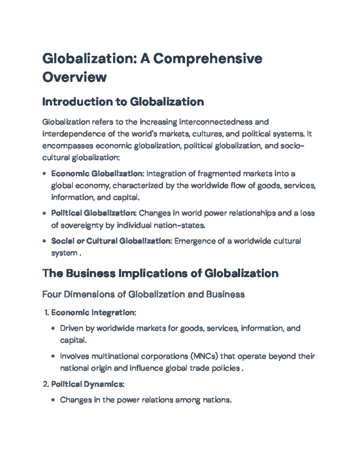 Globalization: Comprehensive Overview and Business Implications - Globalization: A Comprehensive ...