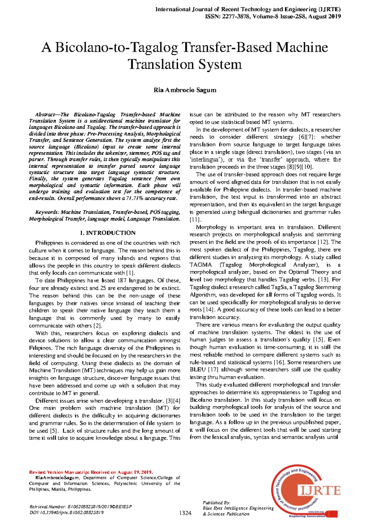 B10620882 S819 - A Machine Translation System for Bicolano to Tagalog ...