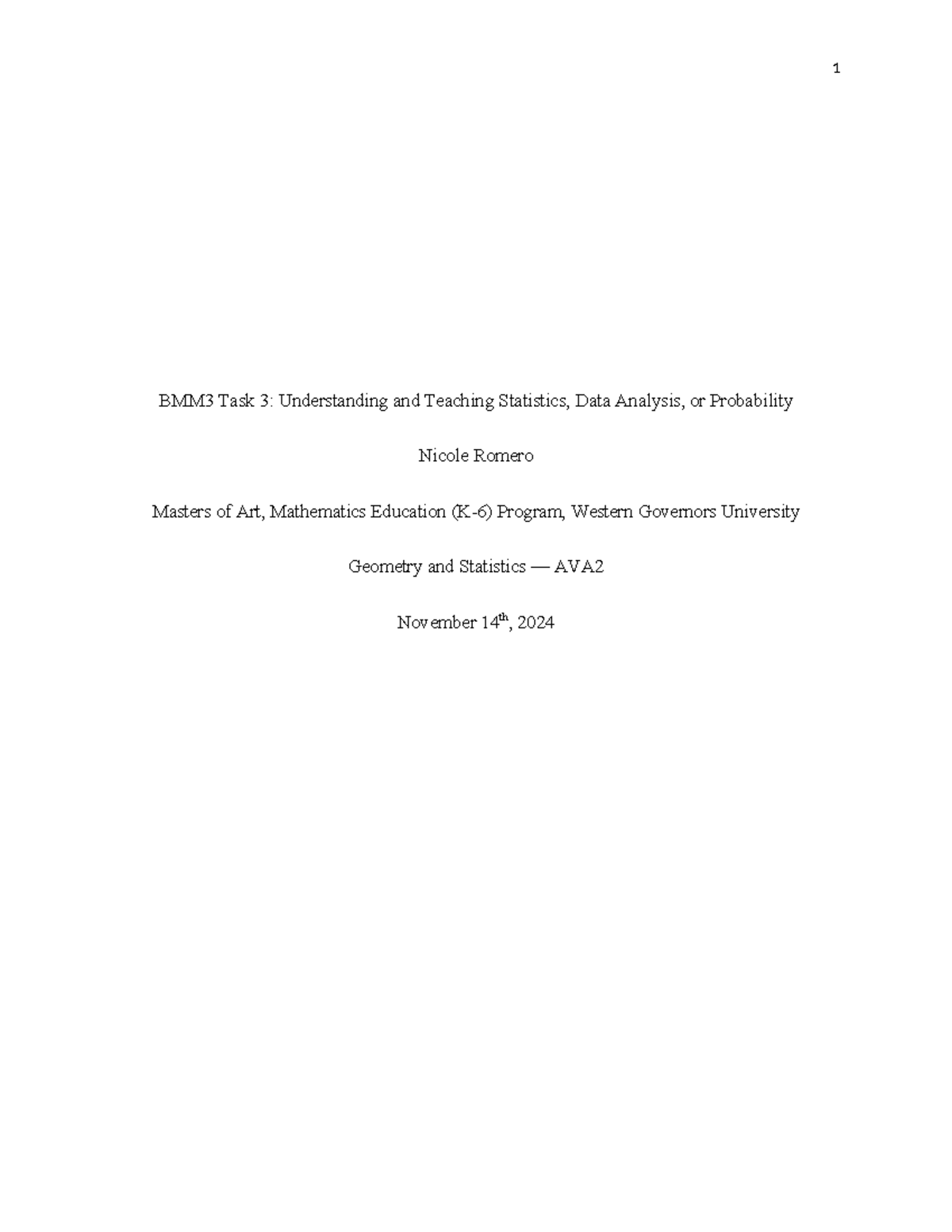 BMM3 Task 3 - Teaching Statistics and Data Analysis Skills - Studocu