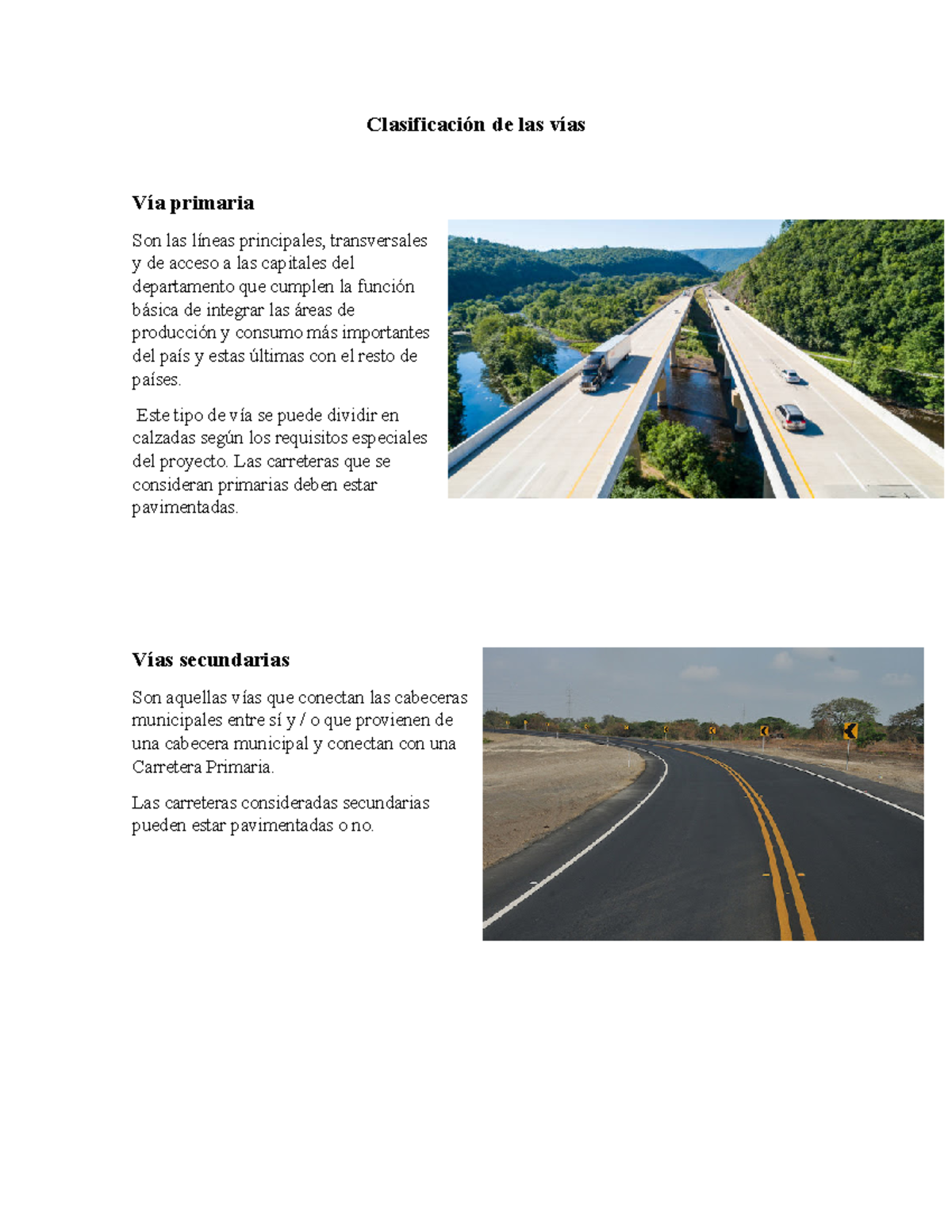 Clasificación de las Vías de Transporte: Primarias, Secundarias y ...