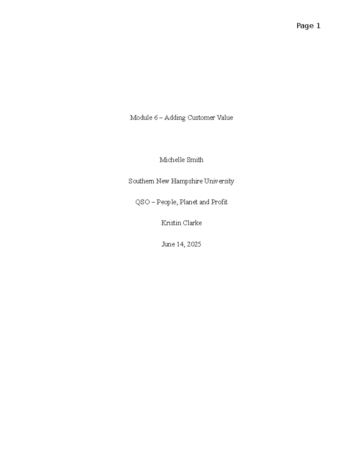 Module 6 Assignment: Enhancing Customer Value Strategies - Studocu