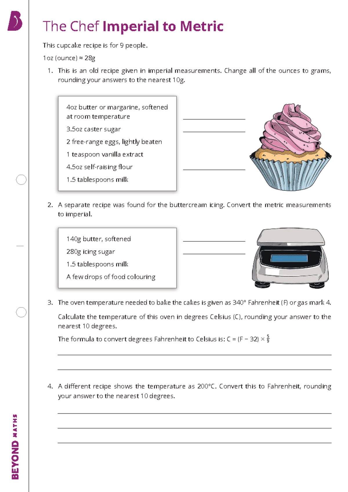 Imperial to Metric Conversion for Cupcake Recipe - Studocu