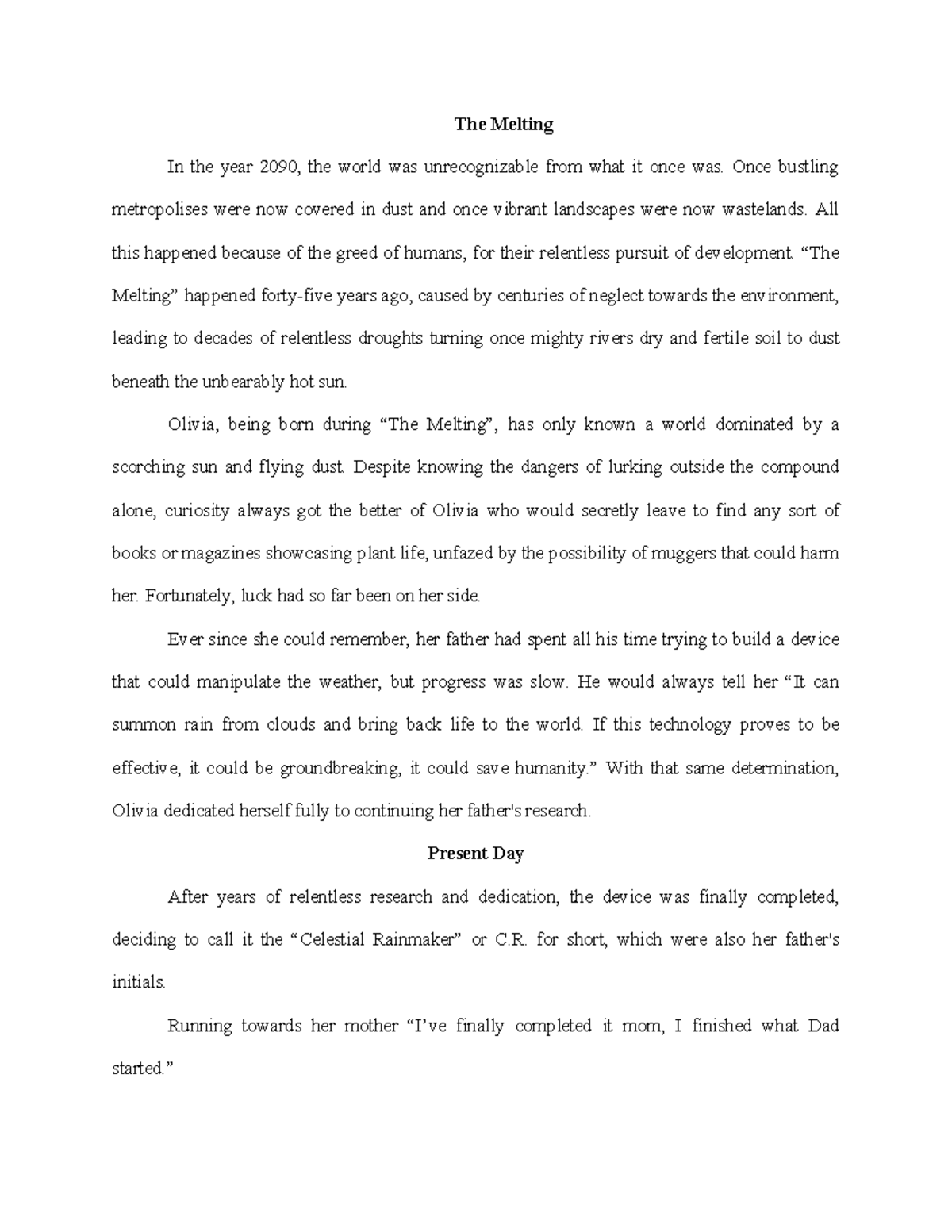 Writing Short Story: The Melting (ENG 101) - Studocu