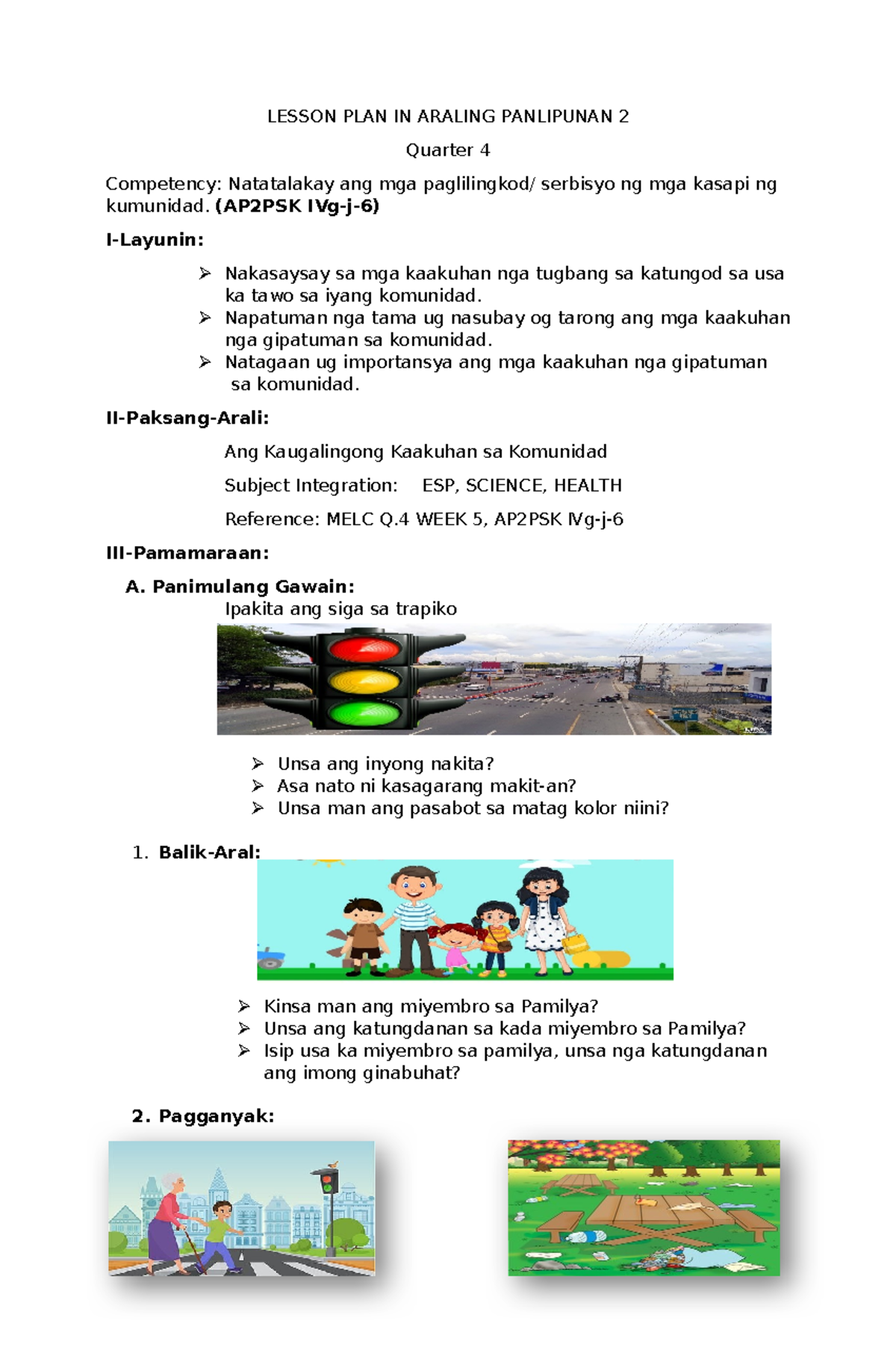LP 2 - Lesson Plan for Araling Panlipunan: Quarter 4 Activities - Studocu