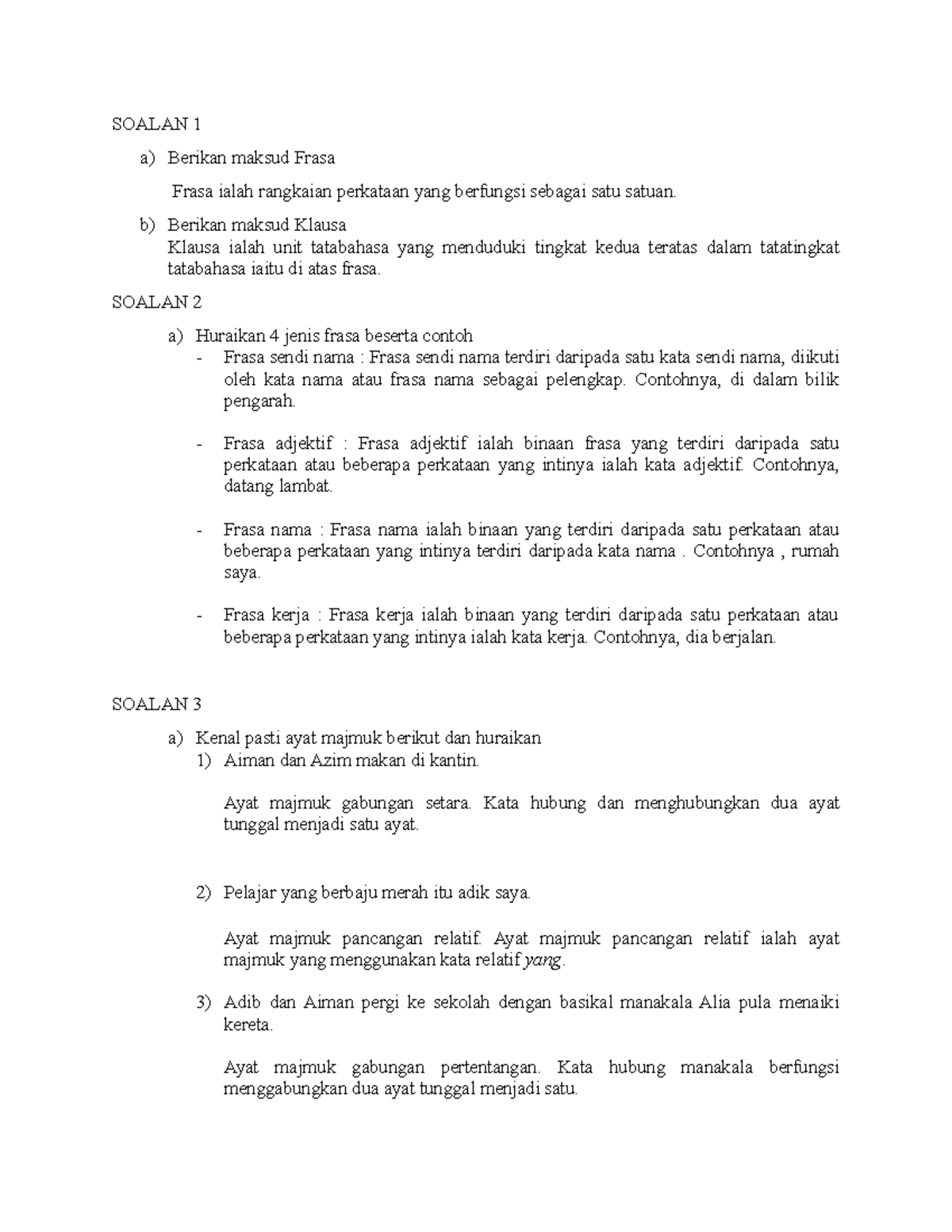 BMP 422: Latihan Penilaian Frasa dan Ayat Majmuk - Studocu