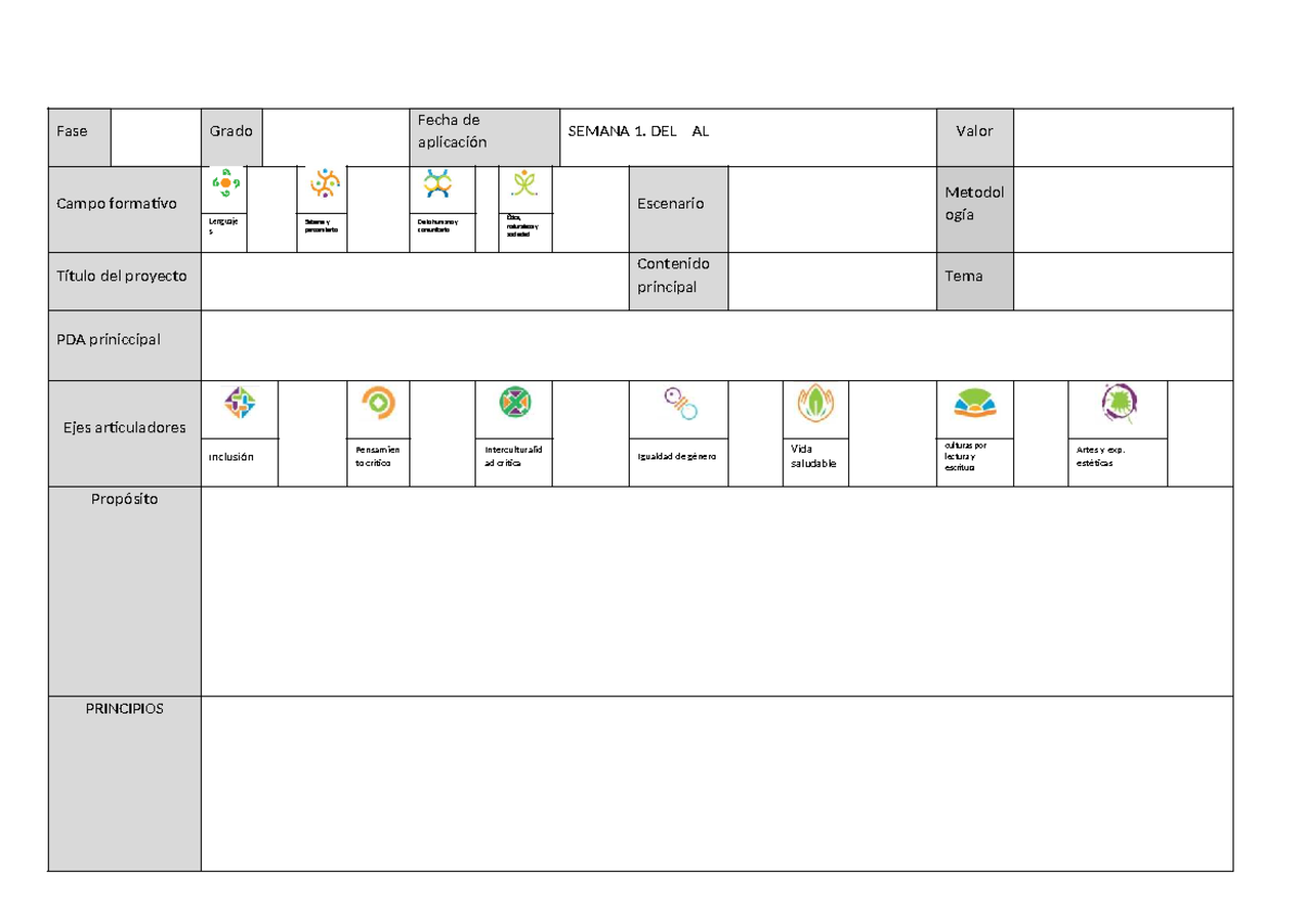 Formato de Plan de Proyecto SEMANA 1 - Grado Lenguaje y Saberes - Studocu