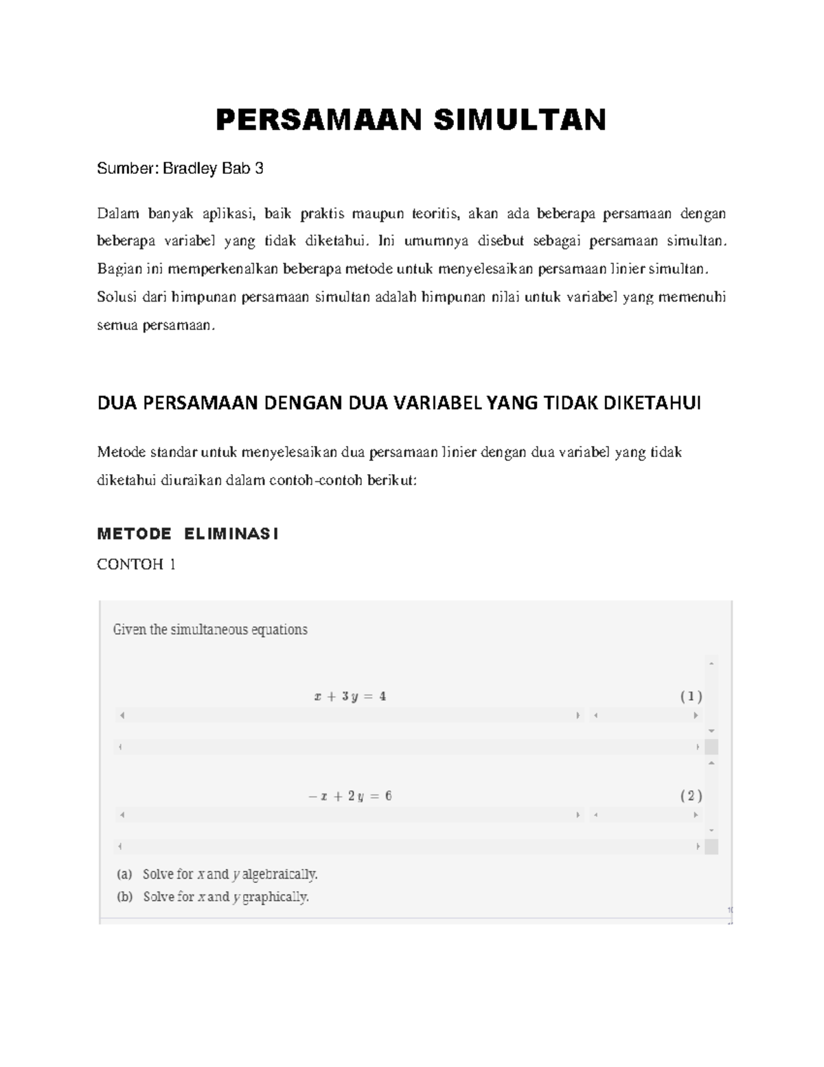 Materi Bab 3 - Persamaan Simultan: Metode dan Solusi - Studocu