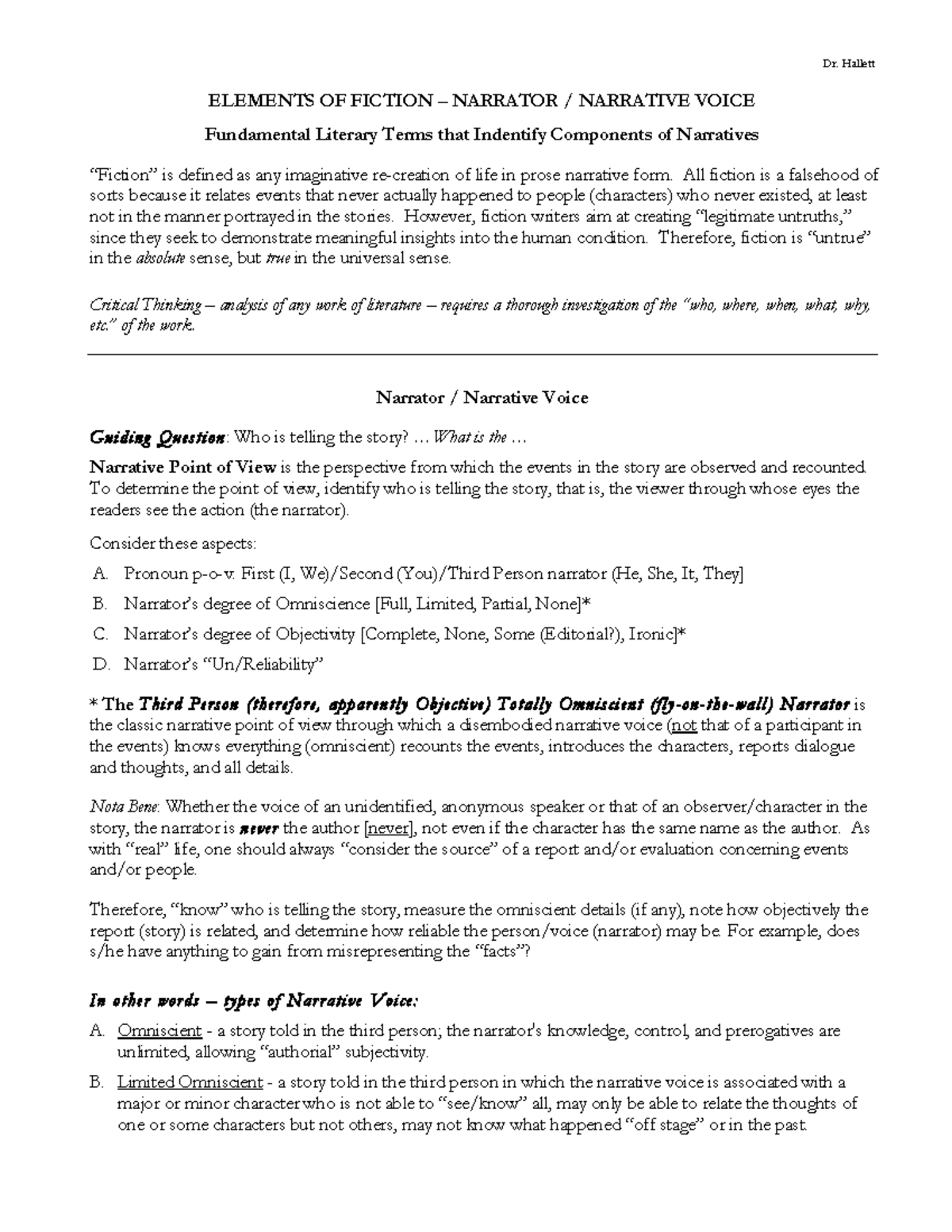 Elements of Fiction: Narrator, Plot, Character, Tone & Style Analysis ...