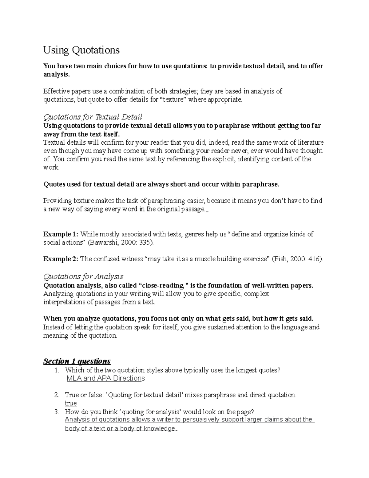 Wk5b Handout: Effective Use of Quotations in Academic Writing - Studocu
