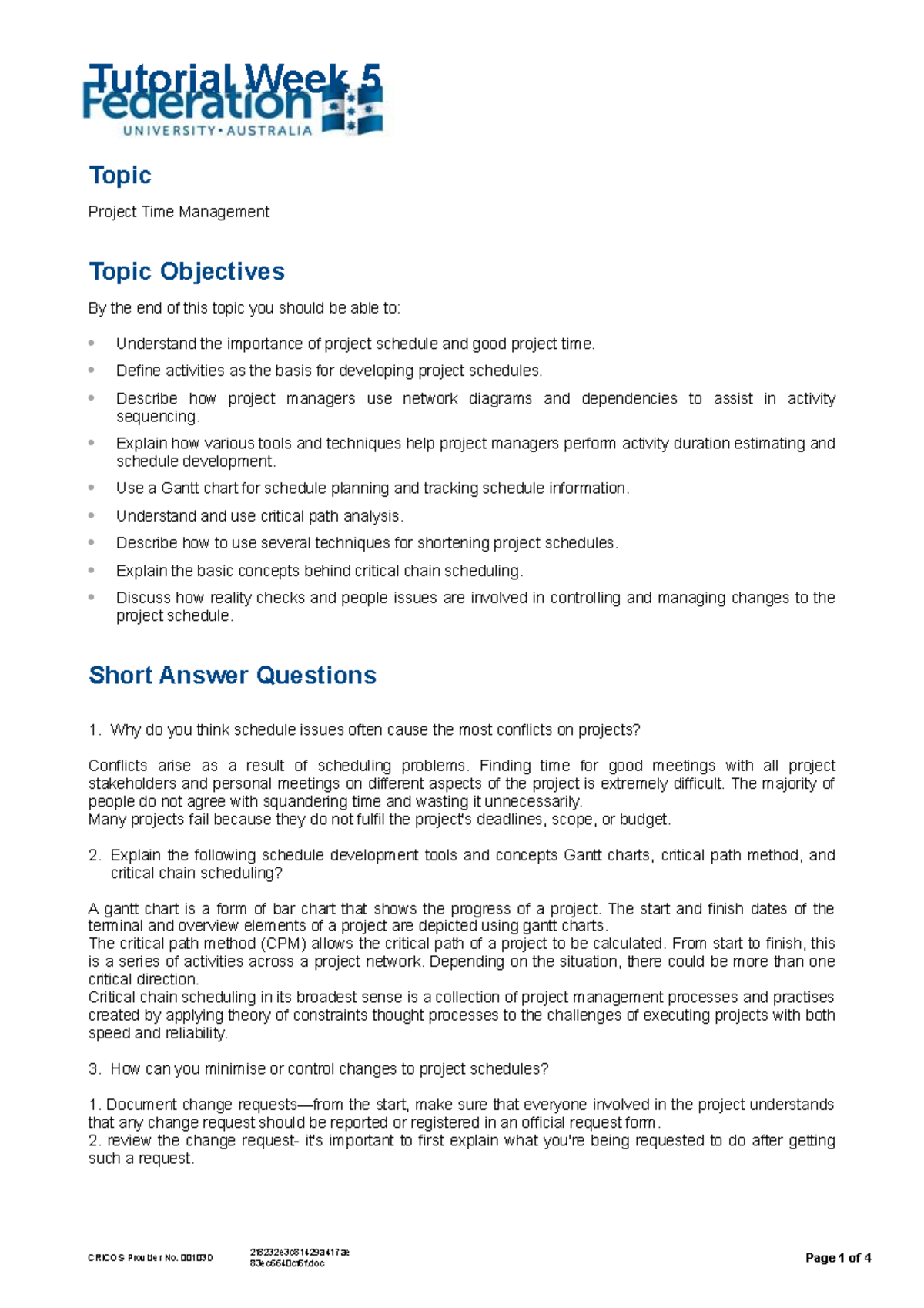 05 tutorial (2) - gluck - Topic Project Time Management Topic ...
