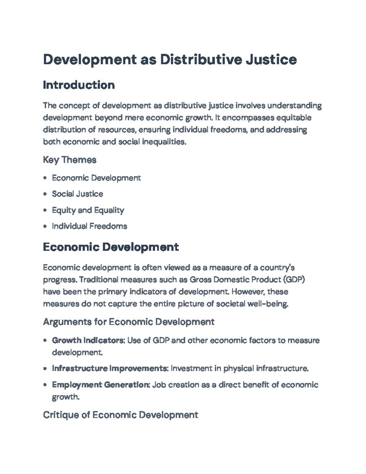 Development as Distributive Justice: Exploring Economic and Social ...