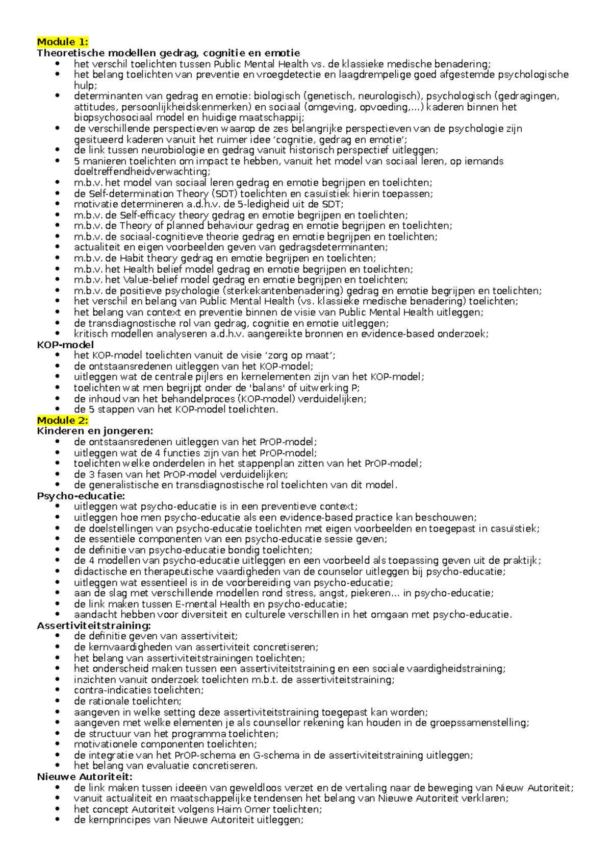 Module 1: Theoretische Modellen van Gedrag en Emotie in Public Mental ...