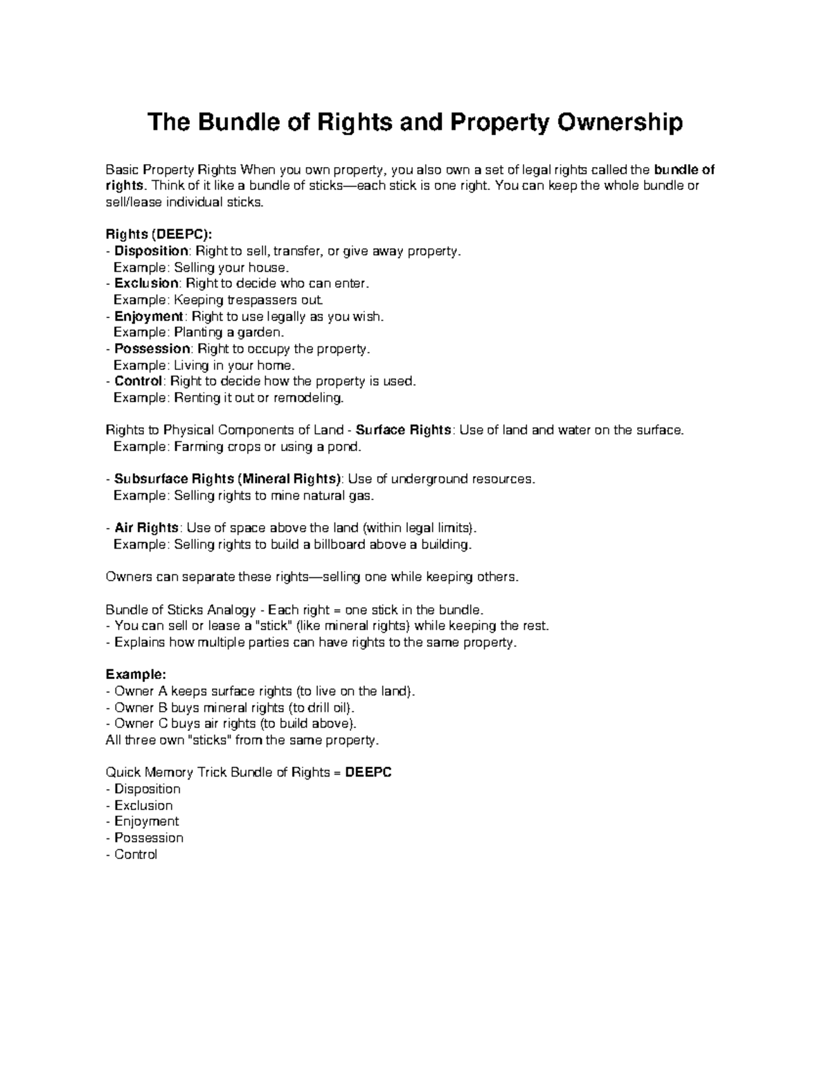 Understanding the Bundle of Rights in Property Ownership (LAW 101 ...