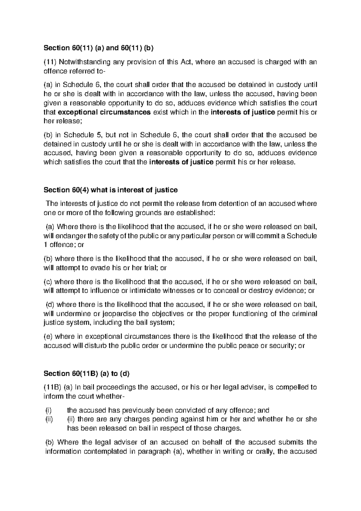 Schedule 5 & 6 Bail Application Guidelines and Legal Provisions - Studocu
