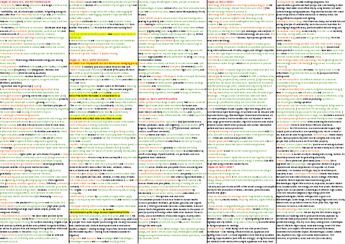 Final Exam Notes: Chapter 10-13: Food, Soil, Water & Energy Management ...