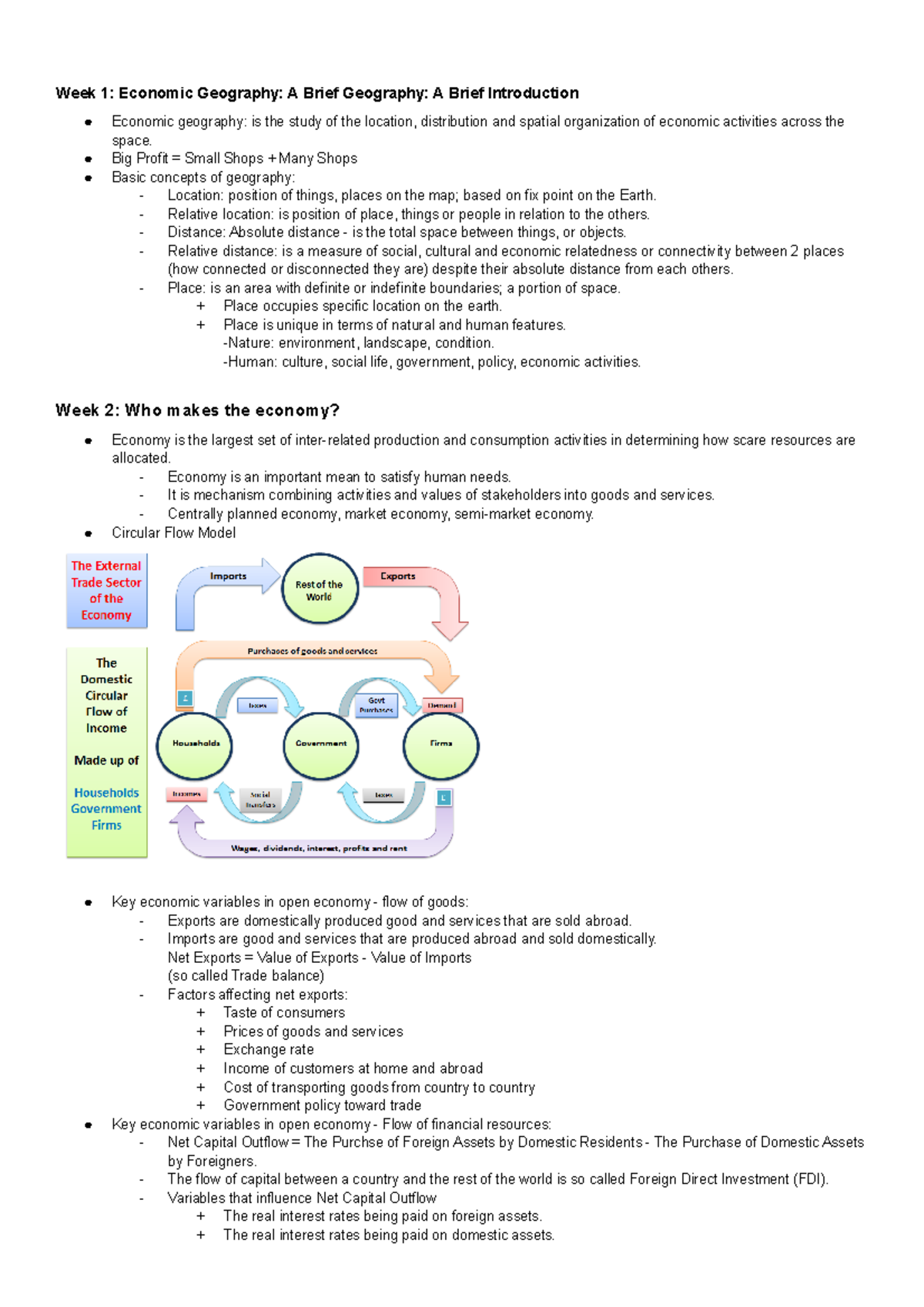 Economic Geography Lecture Notes: Key Concepts and Issues - Studocu