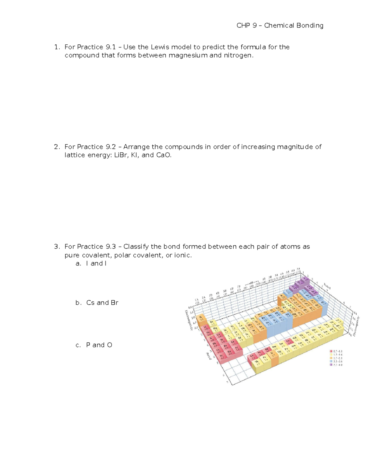 Chp 9 Chemical Bonding: Practice Problems & Solutions - Studocu