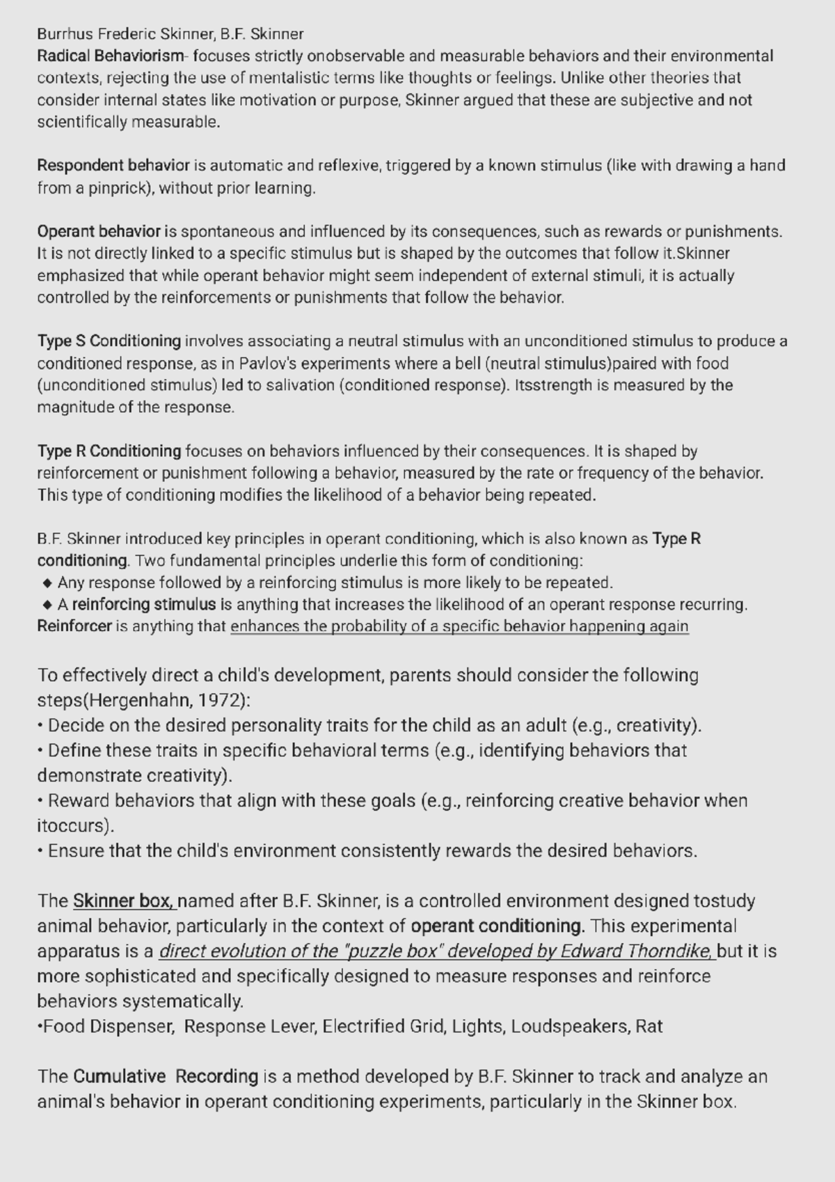 B.F. Skinner's Behavioral Theories: Key Concepts and Applications - Studocu