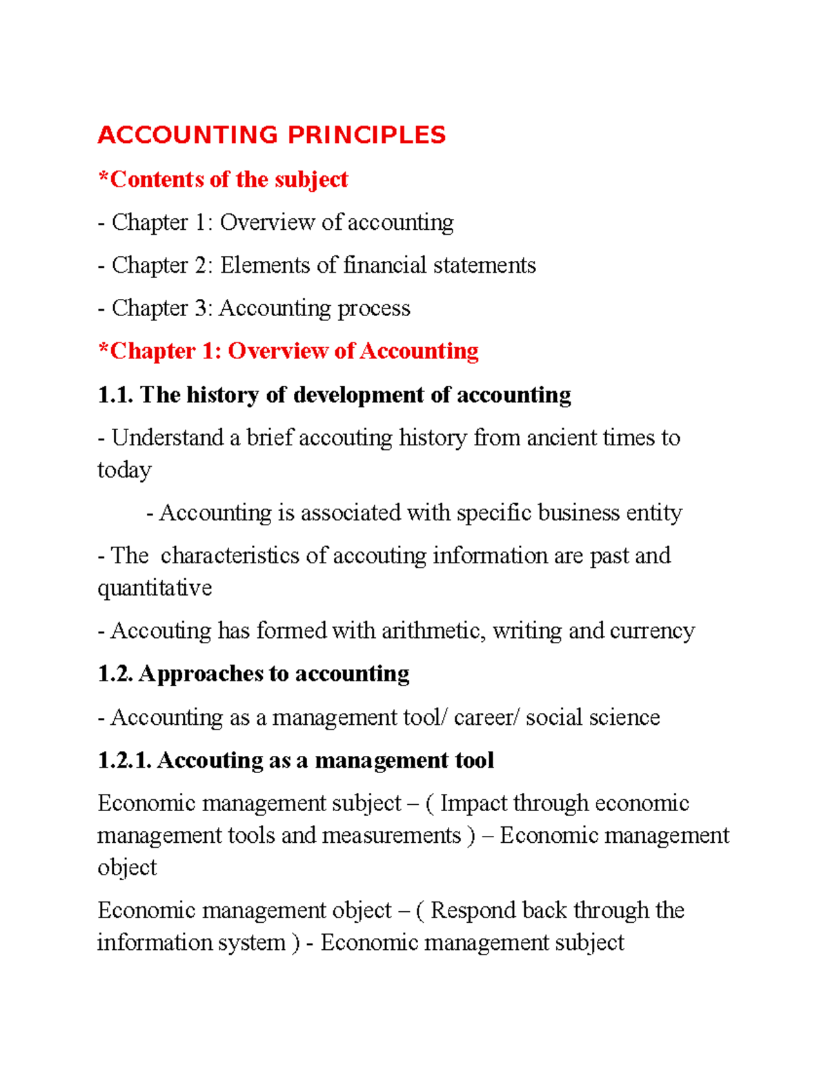 ACCOUNTING PRINCIPLES: Chapter 1 Overview & Key Concepts - Studocu