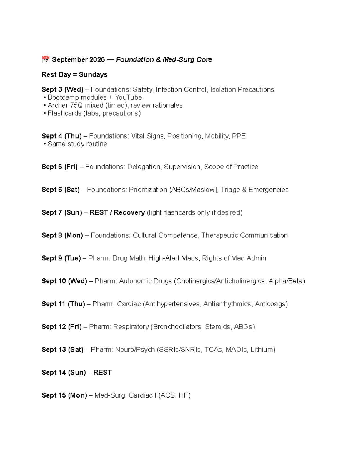 NCLEX Study Plan 2025: Weekly Schedule & Review Sessions - Studocu