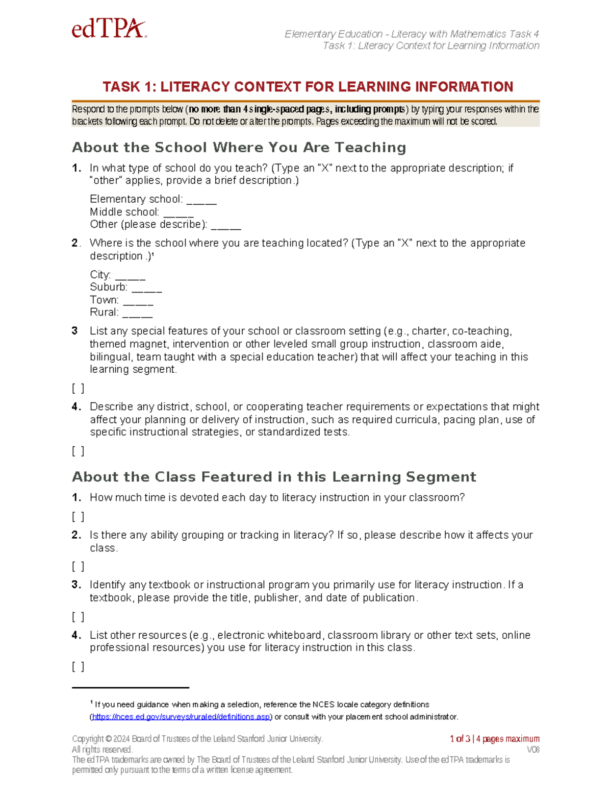 edTPA ELEM Literacy Context for Learning Analysis & Insights - Studocu