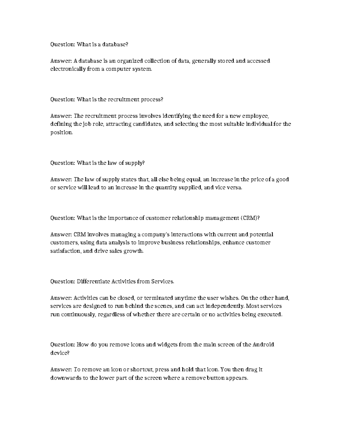 Database Concepts and Recruitment Process Overview (Course Code: DB101) - Studocu