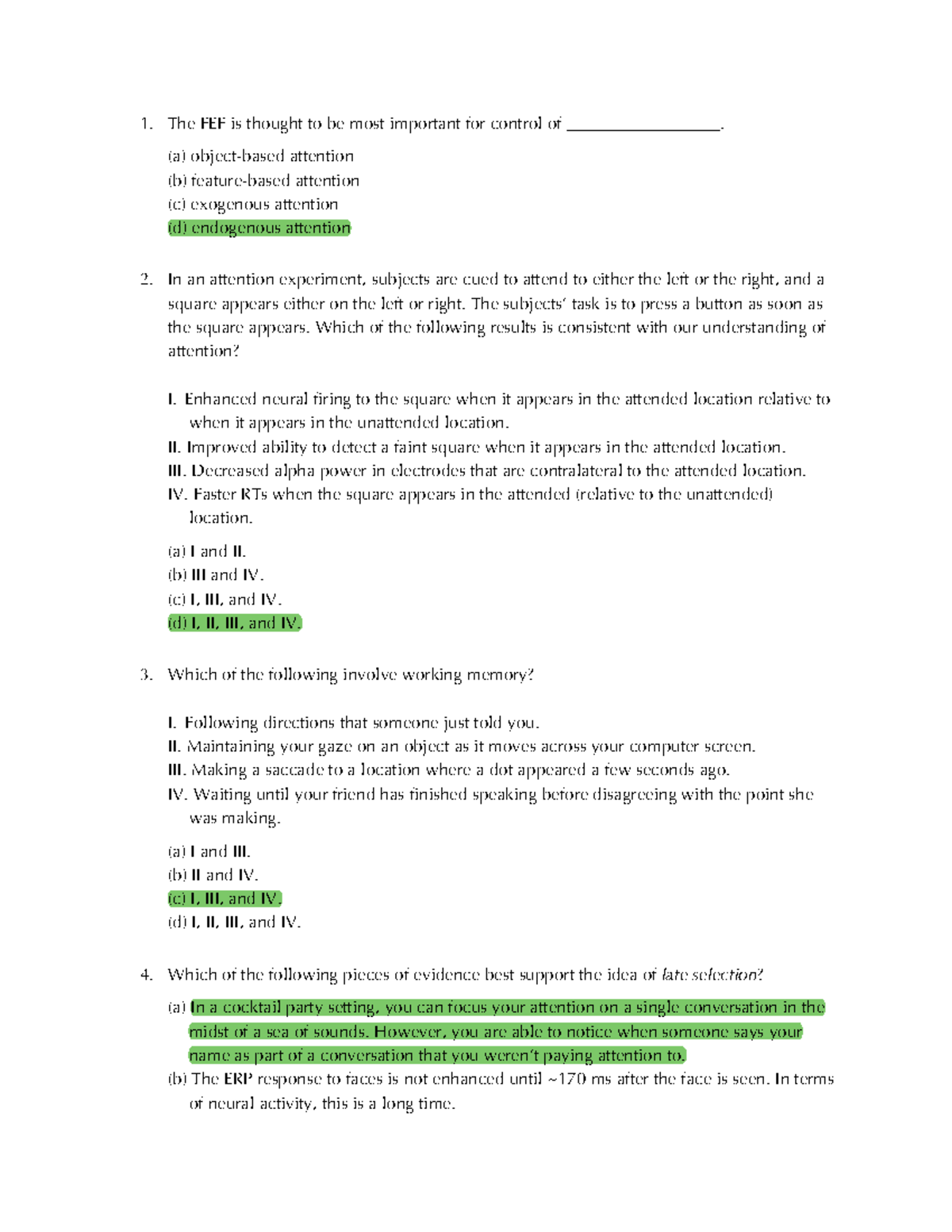 Cog Neuro Exam 2 Sample Questions and Answers - Studocu