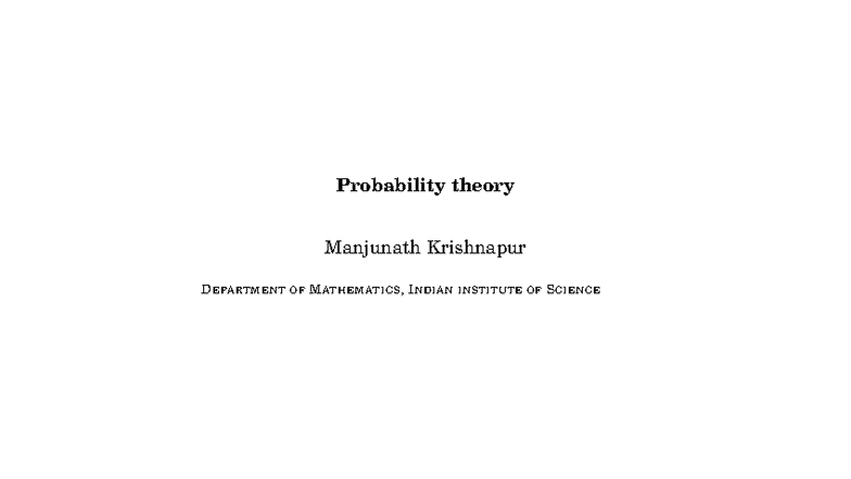 Probability Theory Lecture Notes (MATH 101) - Spring 2010 - Studocu