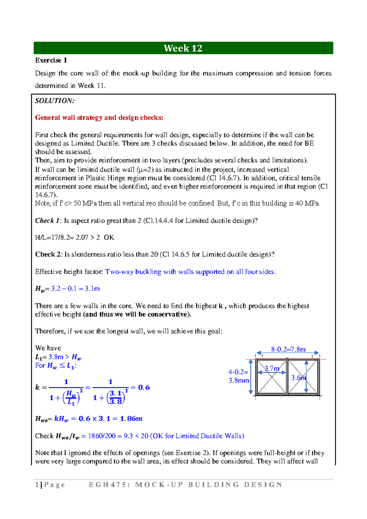 Week 12 Solution - EGH week 12 - Week 12 Exercise 1 Design the core ...