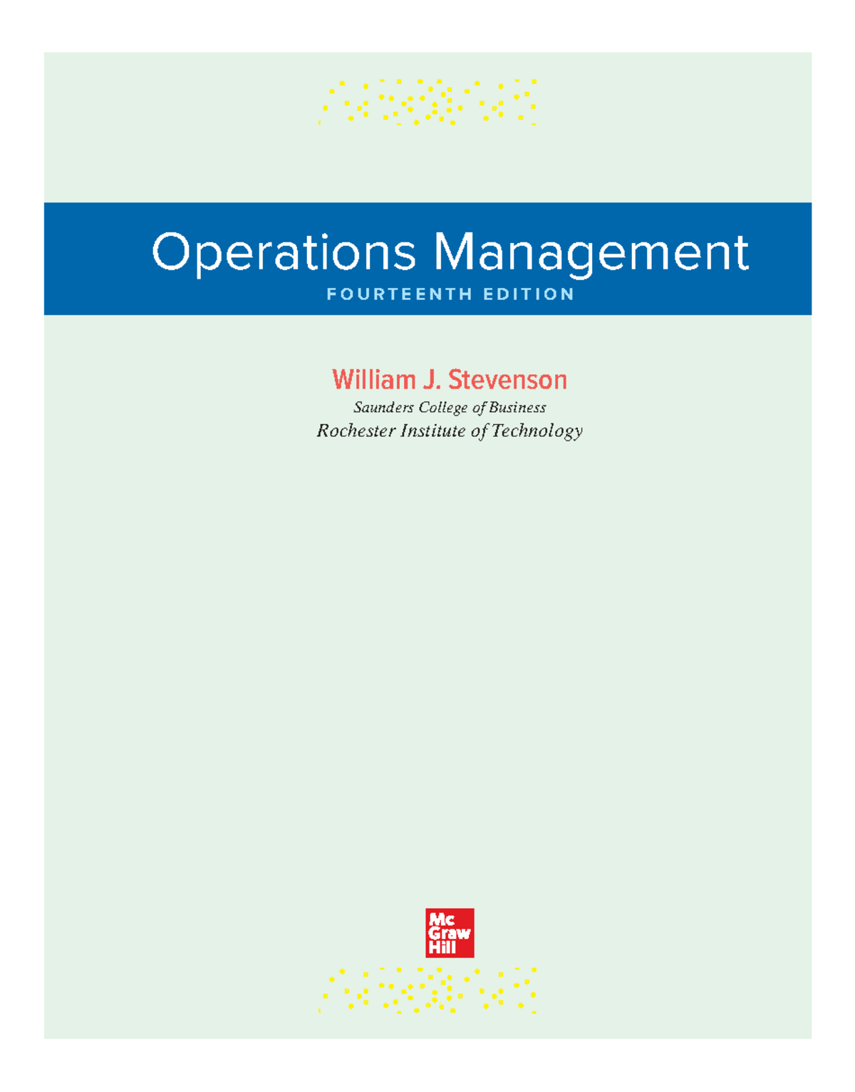 Operations Management 14th Ed - William J. Stevenson PDF Guide - Studocu