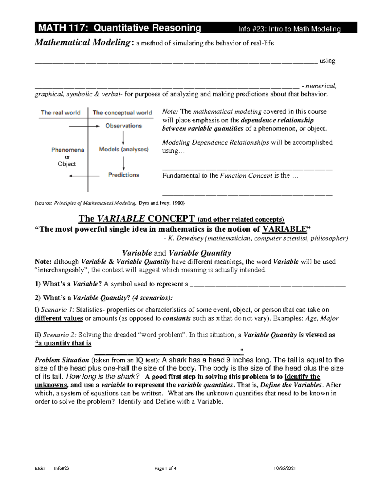 23-Info#23-Intro Math Modeling - MATH 117: Quantitative Reasoning Info ...