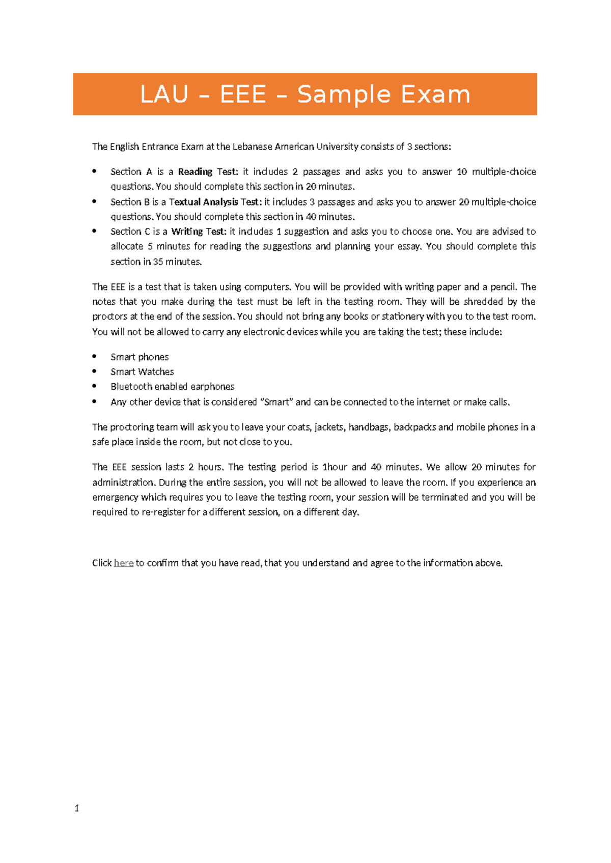 LAU EEE Midterm - Sample Exam Guide and Test Details - Studocu