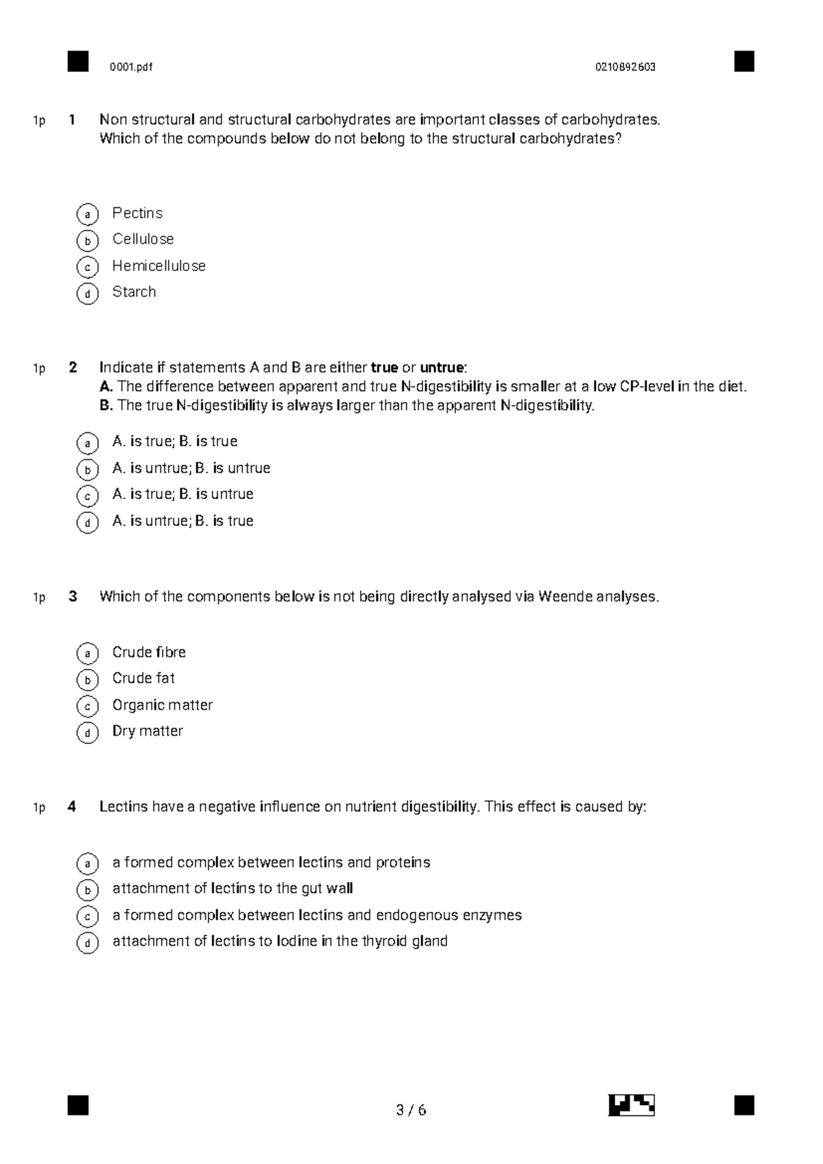 AN20306 - Test Exam: 10 Example Questions with Answer Key - Studeersnel